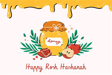 Rosh Hashanah 유대인 새해 축하를위한 평면 배경 무료 벡터