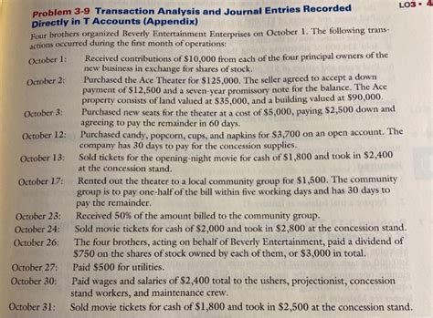 Solved October 3 Problem 3 9 Transaction Analysis And