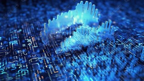 Binary Code Backdrop Accentuates The Blue Cloud Shape Rendering An Impressive Cloud Computing