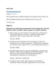 Graded Project On Medical Billing And Coding Course Hero