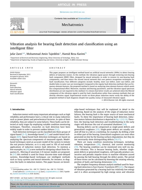 Pdf Vibration Analysis For Bearing Fault Detection And Classification