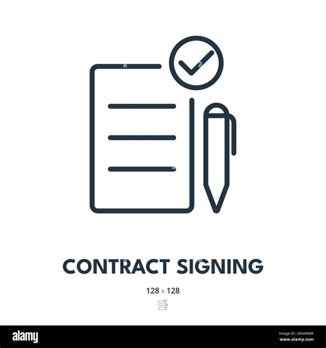 Contract Signing Icon Document Agreement Signature Editable Stroke