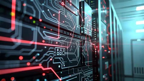 Server Rack Animation With Interconnected Circuit Board Dots Ai