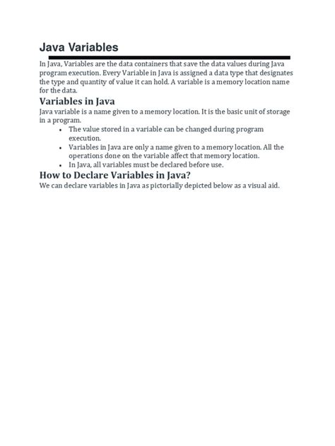 Java Variables Pdf Variable Computer Science Data Type