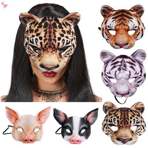 Halloween Tiger Half Face Mask Cosplay Masquerade Party Realistic Look