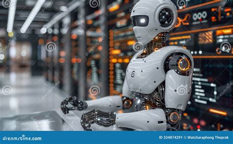 Advanced Humanoid Robot Working In Data Center Stock Illustration Illustration Of Intelligent