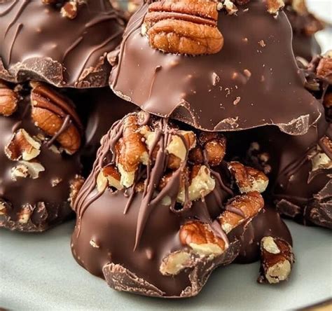 Homemade Turtle Clusters With Caramel Pecans And Chocolate