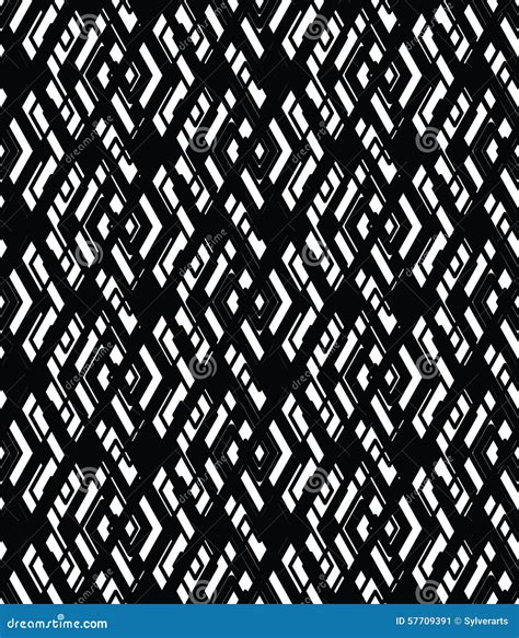 Monochrome Visual Abstract Textured Geometric Seamless Pattern Stock
