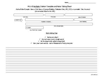 MLA 8 Formatting Checklists And Citation Templates By Susan Thornton Ball