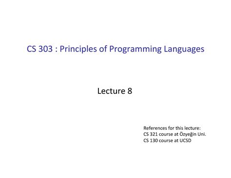 CS Lecture For Principles Of Programming Lnaguages Studocu