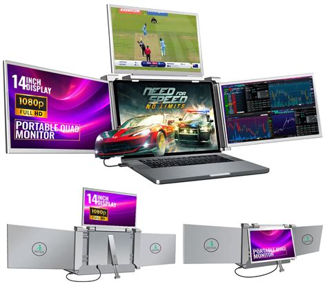 Riitek 14 Quad Monitor Laptop Screen Extender Portable Fhd 1080p Ips Monitor With 1 Cable