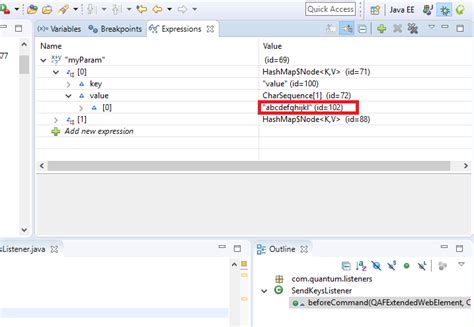 Java Cannot Get Or Set Value In Parameters Map For Sendkeys Command