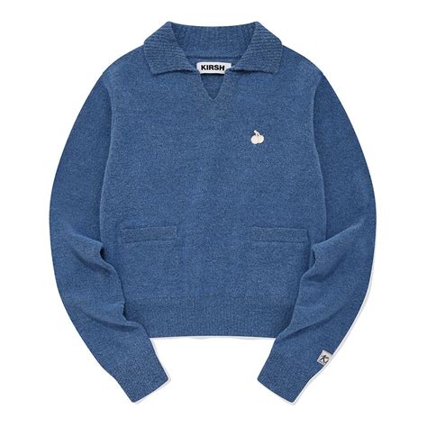 키르시 홍은채 착용모노 체리 우먼 카라 니트 인디고 블루 위시버킷