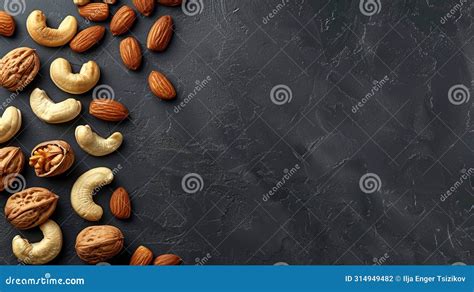 Assorted Nuts Display Top View Of Various Nut Varieties Creating A