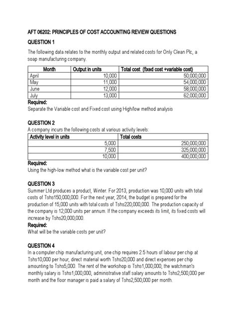 Review Questions Principles Of Cost Accounting 070850 Pdf
