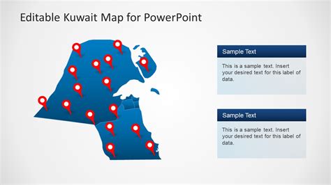 Location Pointer Pins Map Of Kuwait Ppt Slidemodel