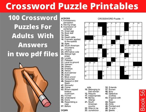 Crossword Puzzle Printables For Adults 100 Crosswords With
