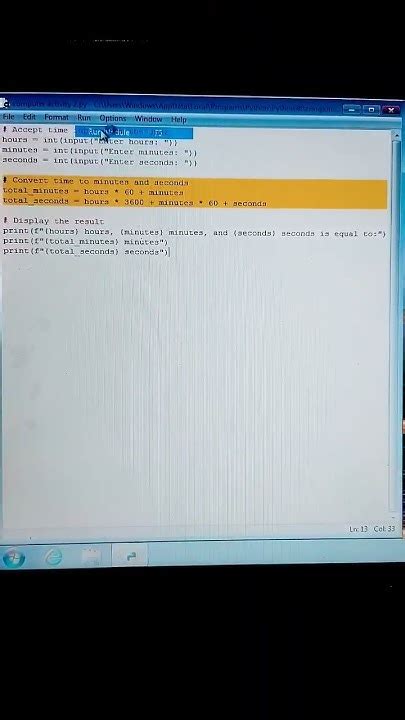 How To Convert Hours Into Minutes Into Second Shorts Shortsviral Python Coding Music Youtube