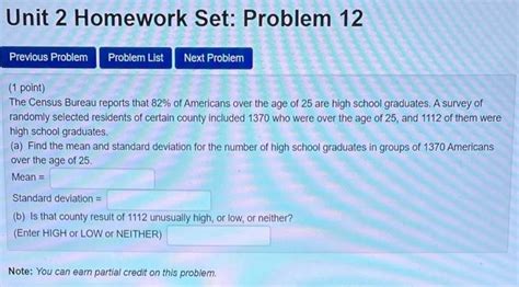 Solved Unit 2 Homework Set Problem 12 1 Point The Census Chegg Com