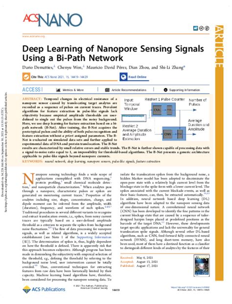 Pdf Deep Learning Of Nanopore Sensing Signals Using A Bi Path Network Chenyu Wen