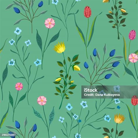 2d 현대 스타일의 야생화와 완벽 한 패턴 벽지와 직물을 위해 인쇄하십시오 2차 도형에 대한 스톡 벡터 아트 및 기타 이미지 2차 도형 고풍스런 꽃 식물 Istock