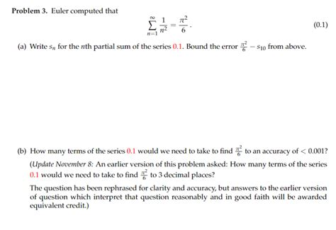 Solved Problem Euler computed that n n π a Write Chegg