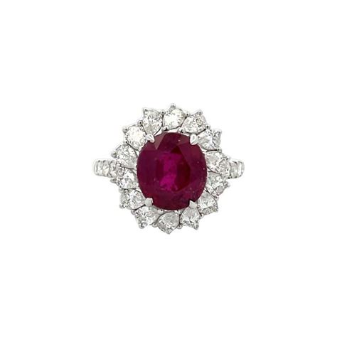 Natural Ruby Grs Certified Ring No Heat 4 51ct Pear Shape Diamonds 1 48ct For Sale At 1stdibs