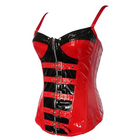 ₩42437에서 섹시한 레드 Pvc 푸시 업 코르셋 펑크 고딕 양식의 코르셋 비닐 가죽 란제리 코르셋 스팀 펑크 최고 뷔스티에 플러스 크기 S Xxl Dhgate