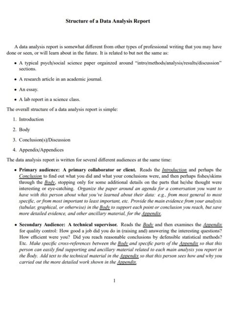 Industry Data Analysis Template Free Word Templates