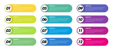 bullet points numbers from 1 to 12 list markers vector image