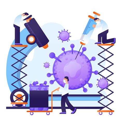 코로나 바이러스 백신 개발 개념 무료 벡터