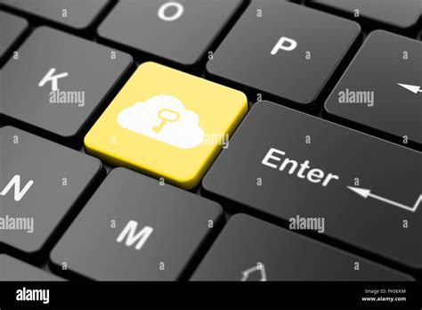 Cloud Computing Concept Cloud With Key On Computer Keyboard Background