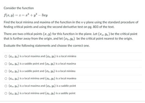 Solved Consider The Function F X Y Z X3 Y3 3xy