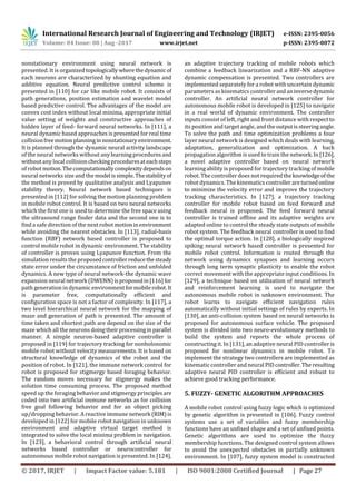 Fuzzy Logic Genetic Algorithm Neural Network For Mobile Robot Navigation A Survey PDF