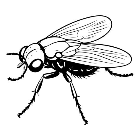 A Detailed Black And White Illustration Of A Fly Perfect For Graphic