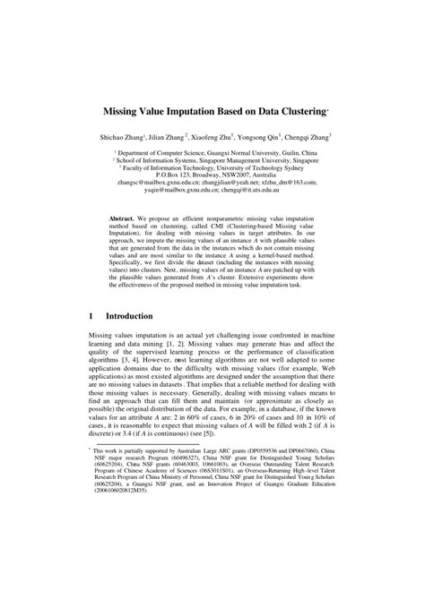 Pdf Missing Value Imputation Based On Data Clustering