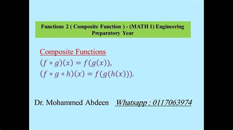 Functions Composite Function MATH Engineering Preparatory Year YouTube