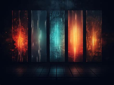 Premium Photo Dark Grunge Background With Abstract Lines Silhouettes Retro Generative Ai