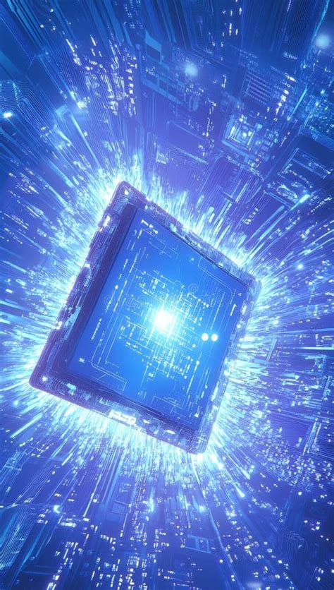 High Tech Microchip Data Stream Futuristic Cpu Digital Technology