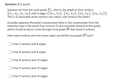 Solved Question Point Suppose We Have The Cycle Graph Chegg