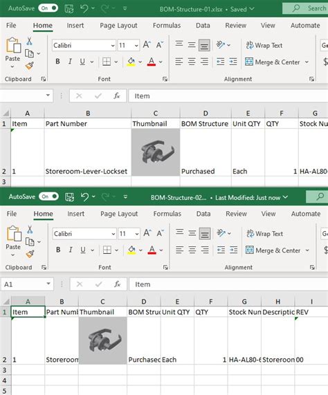 Inseparable Sub Assemblies Showing All Parts In Structured Bomexport