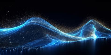 Premium Photo Abstract Particle Wave Blue Color Wave Flowing Particles