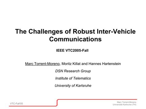 Pdf The Challenges Of Robust Inter Vehicle Communications