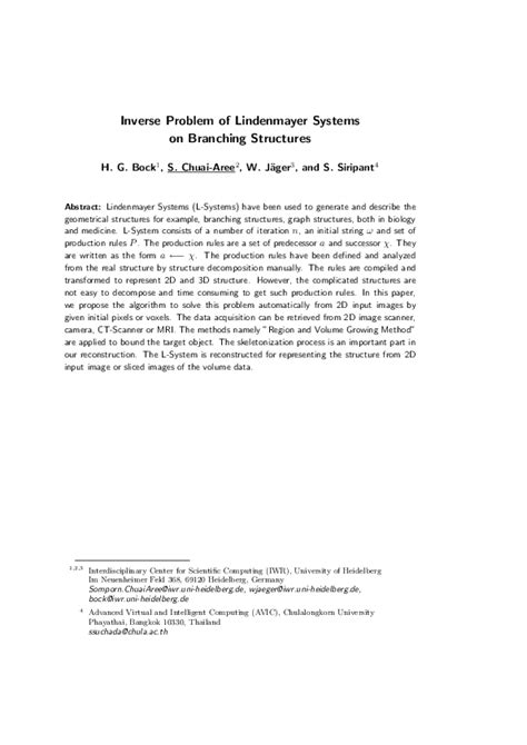 Pdf Inverse Problem Of Lindenmayer Systems On Branching Structures