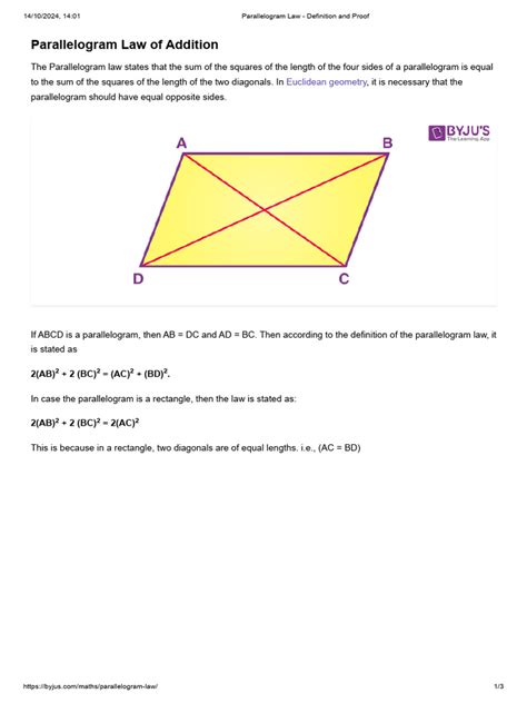 Parallelogram Law Definition And Proof Pdf Parallelogram Law Definition And Proof Pdf