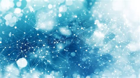 Abstract Blue Background With Interconnected Network And Bokeh Lights Stock Illustration