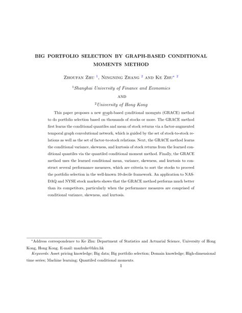 Pdf Big Portfolio Selection By Graph Based Conditional Moments Method
