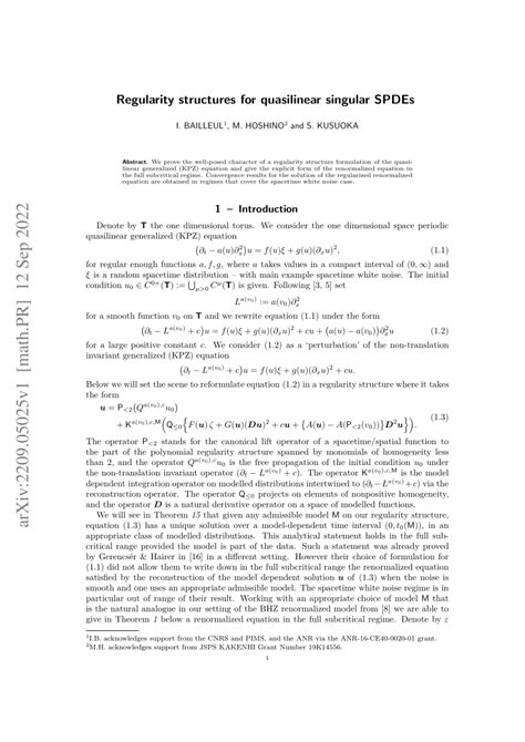 Pdf Regularity Structures For Quasilinear Singular Spdes