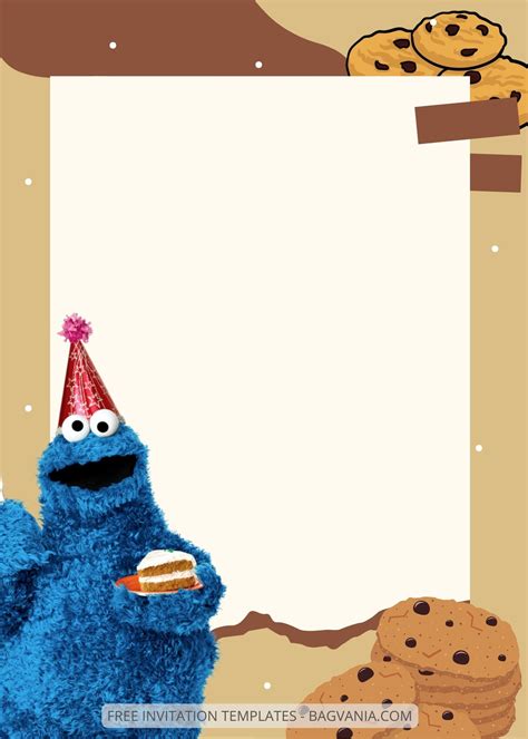 8 Munching Cookie Monster Canva Birthday Invitation Templates