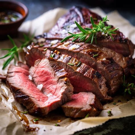 Premium Photo Sliced Medium Rare Grilled Steak On Baking Paper